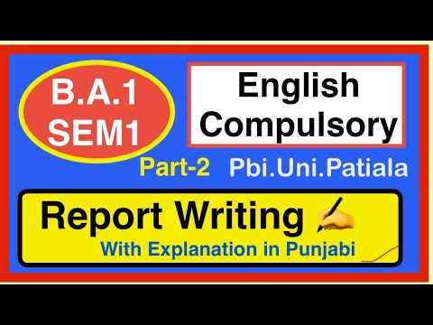 BA 1 Report Writing Part -II English Compulsory Pbi.Uni.Patiala NEP ...