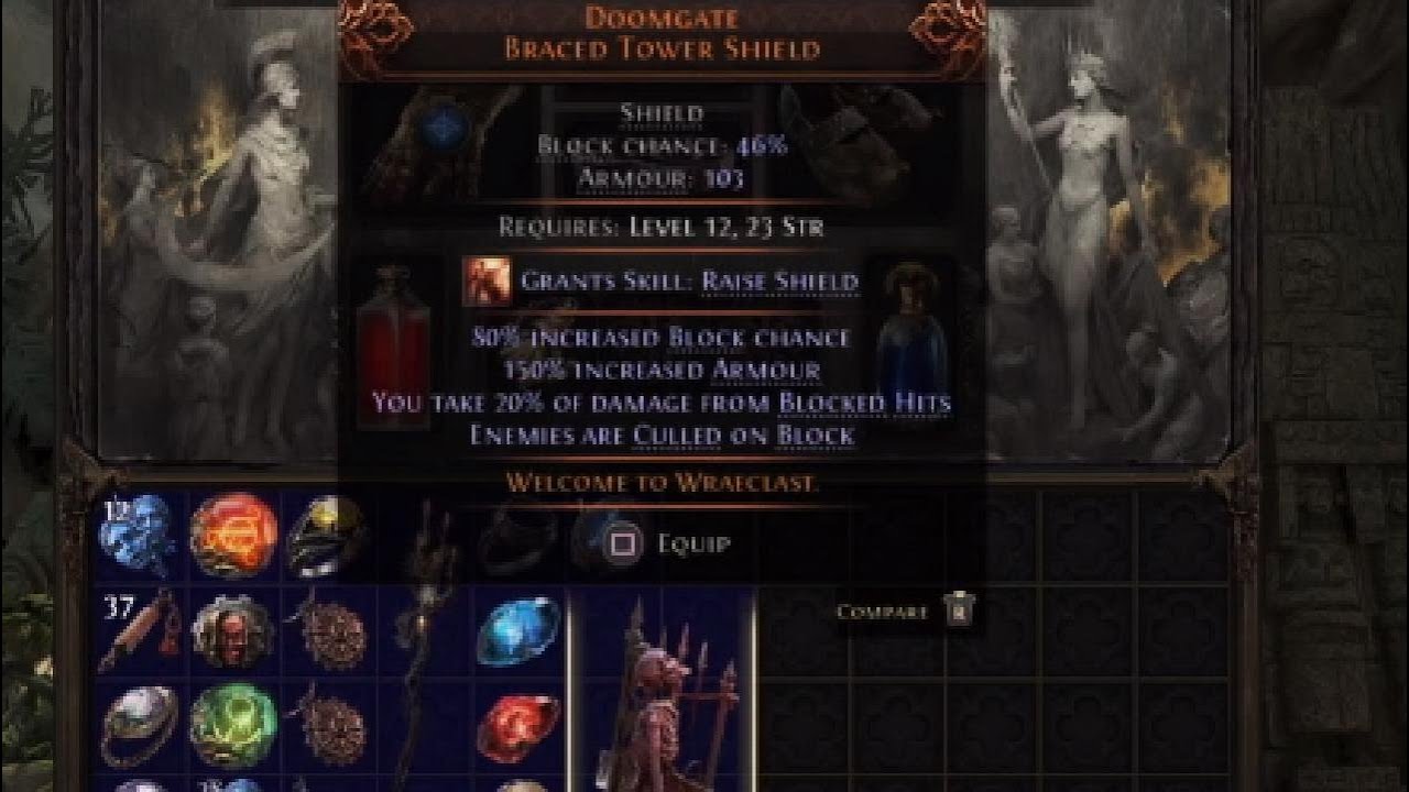 Path of Exile 2 Doomgate New Unique Shield Drop Cull on Block - YouTube