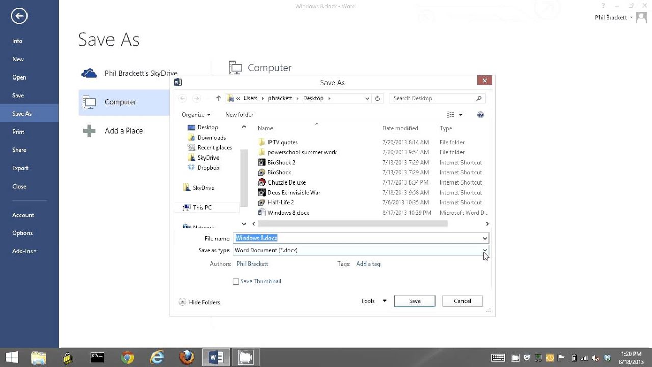 Saving in the Old File Format of Office 97-2003 from Office 2013 - YouTube