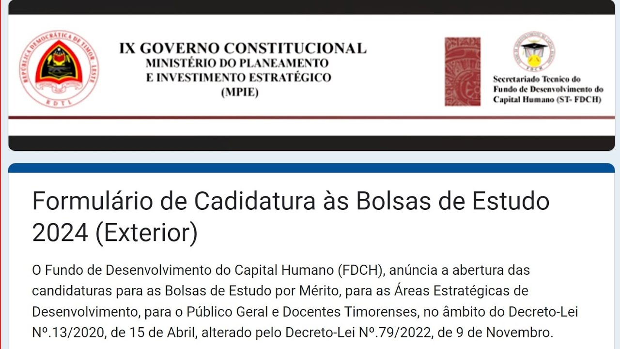 Lalaok Priense Formulariu Online Bolsa Estudu FDCH-2024 - YouTube