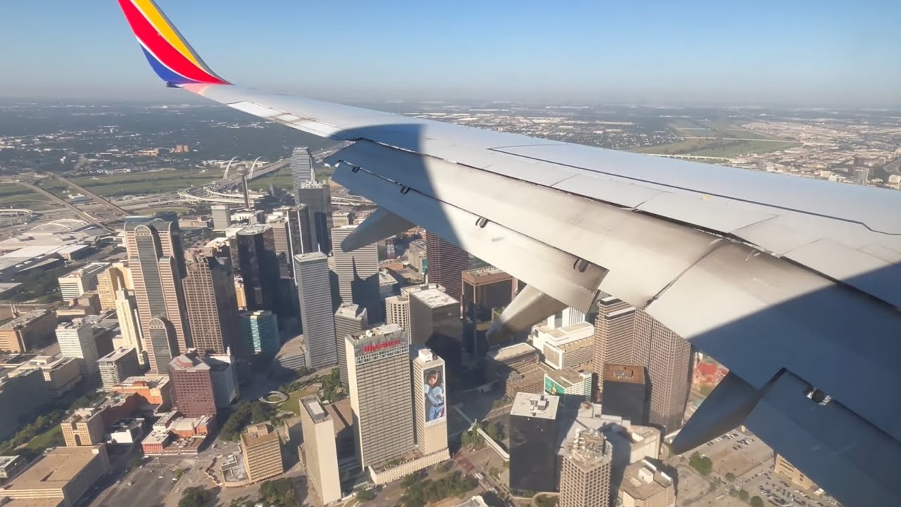Take off and landing, flight Houston to Dallas - YouTube
