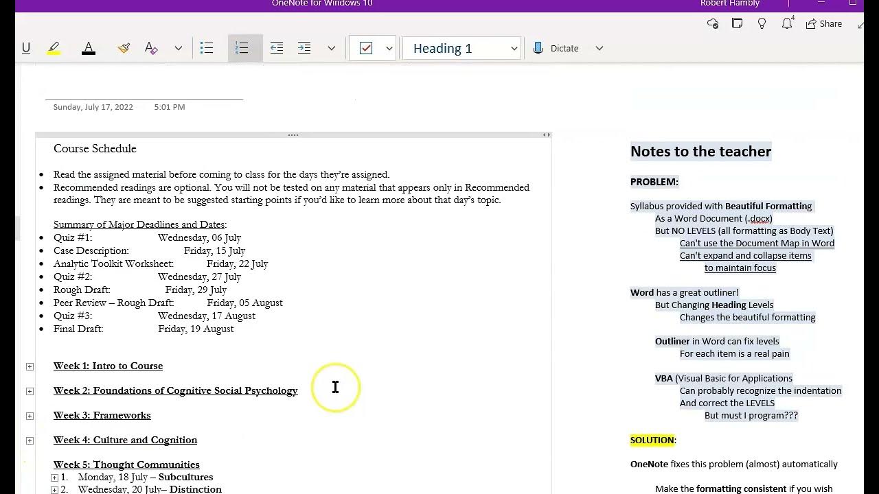 OneNote Outline Levels from Word Formatting - YouTube