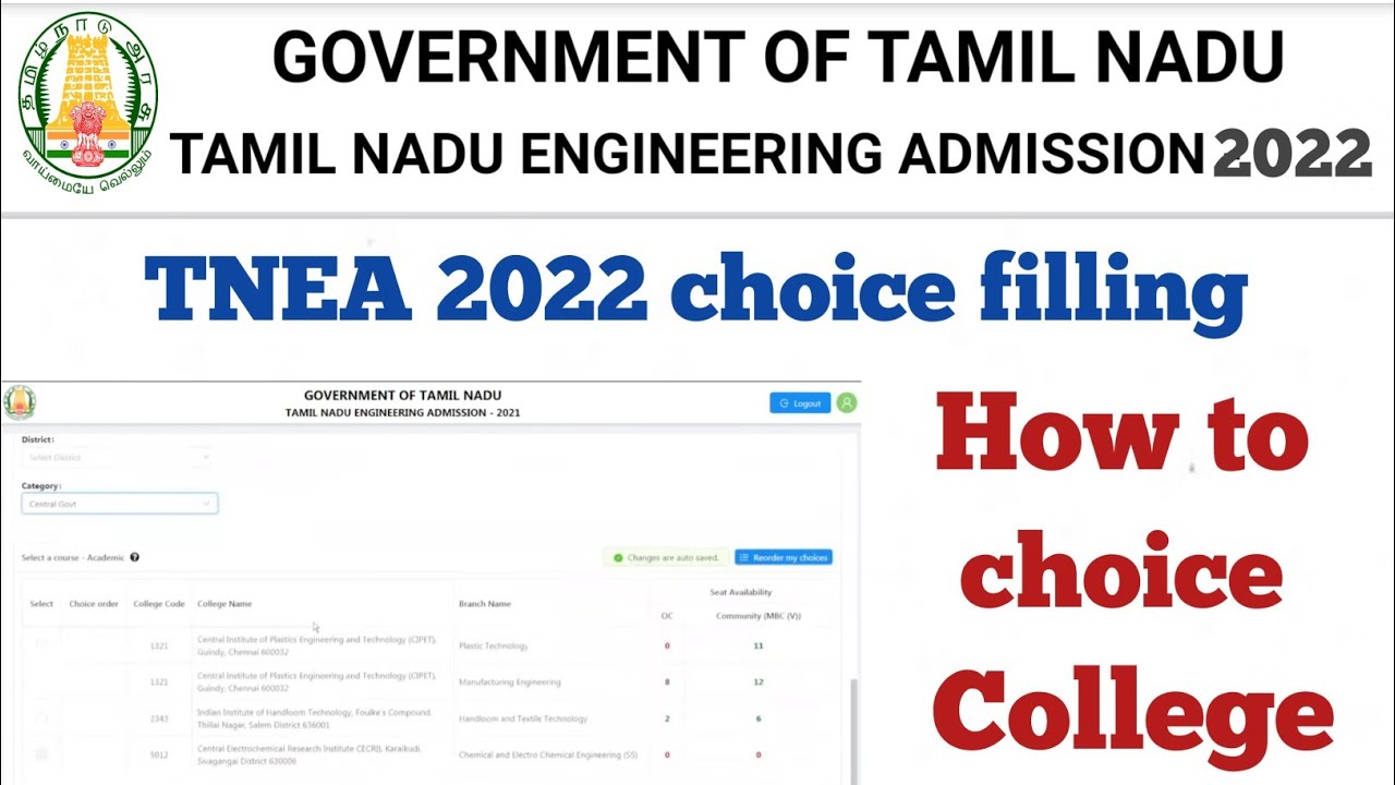TNEA 2022 choice filling | TNEA college add the choice | - YouTube