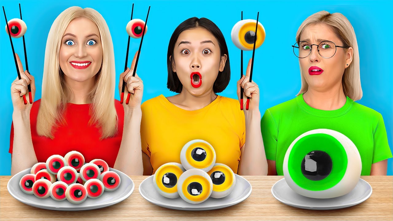 EATING ONLY ONE COLOR FOOD CHALLENGE || Last To Stop Eating Wins! by ...