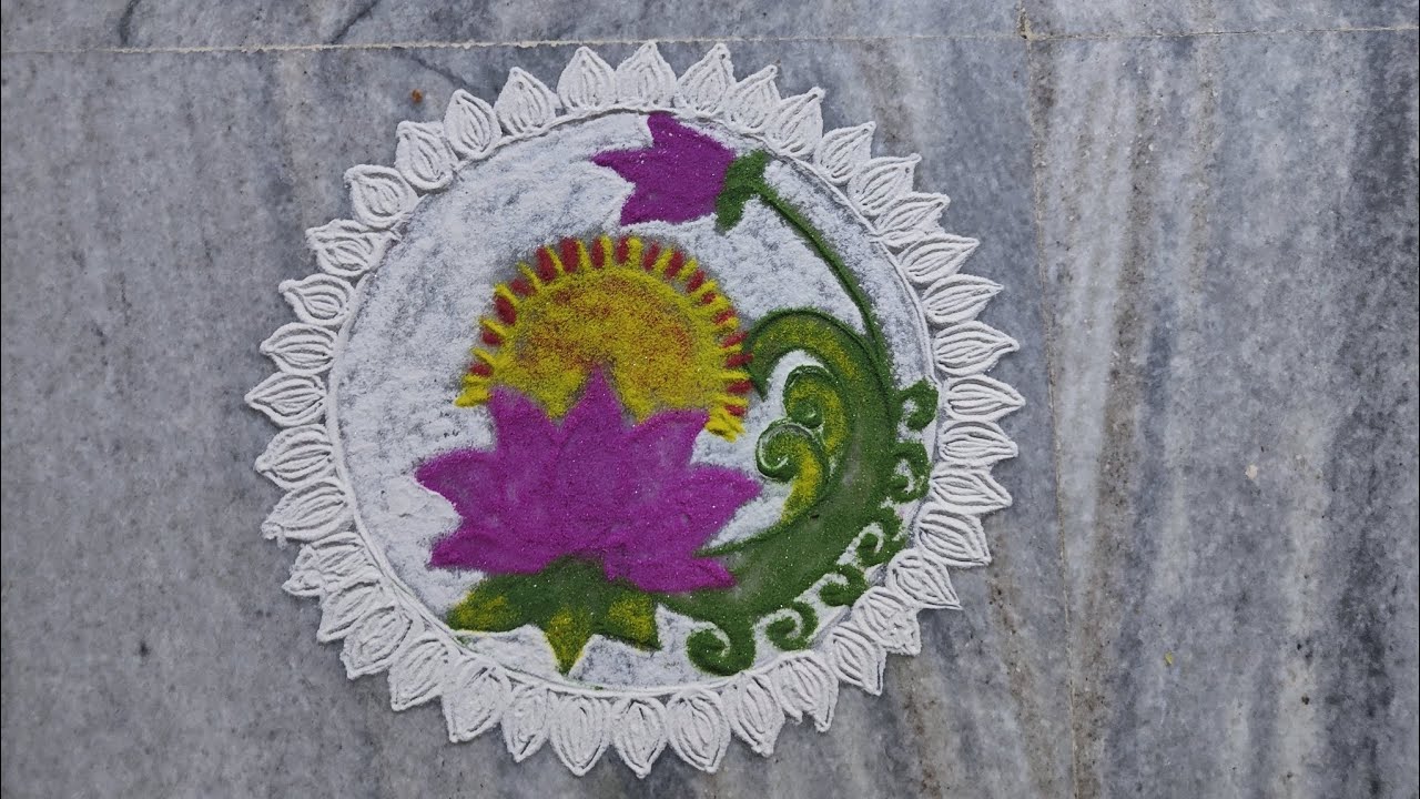 Rangoli with flowers and Sun 🌞 - YouTube