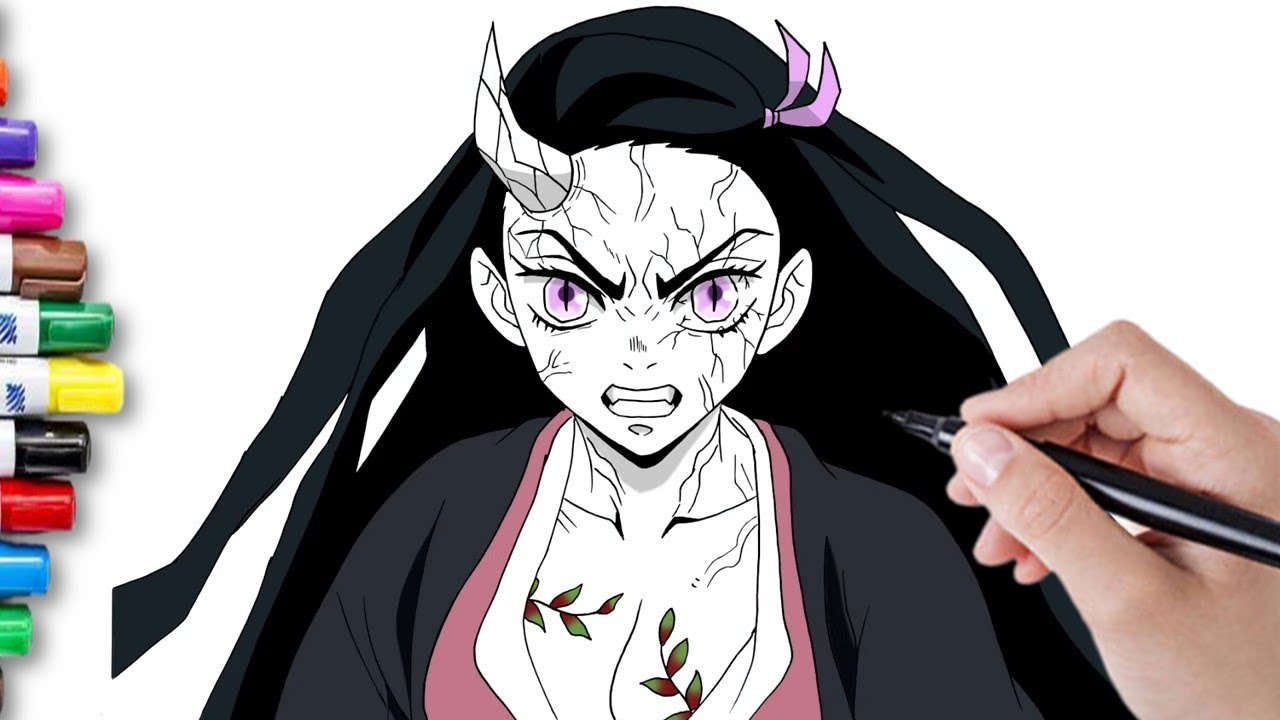 How To Draw Cute Nezuko Demon Form||Step By Step||Demon Slayer - YouTube