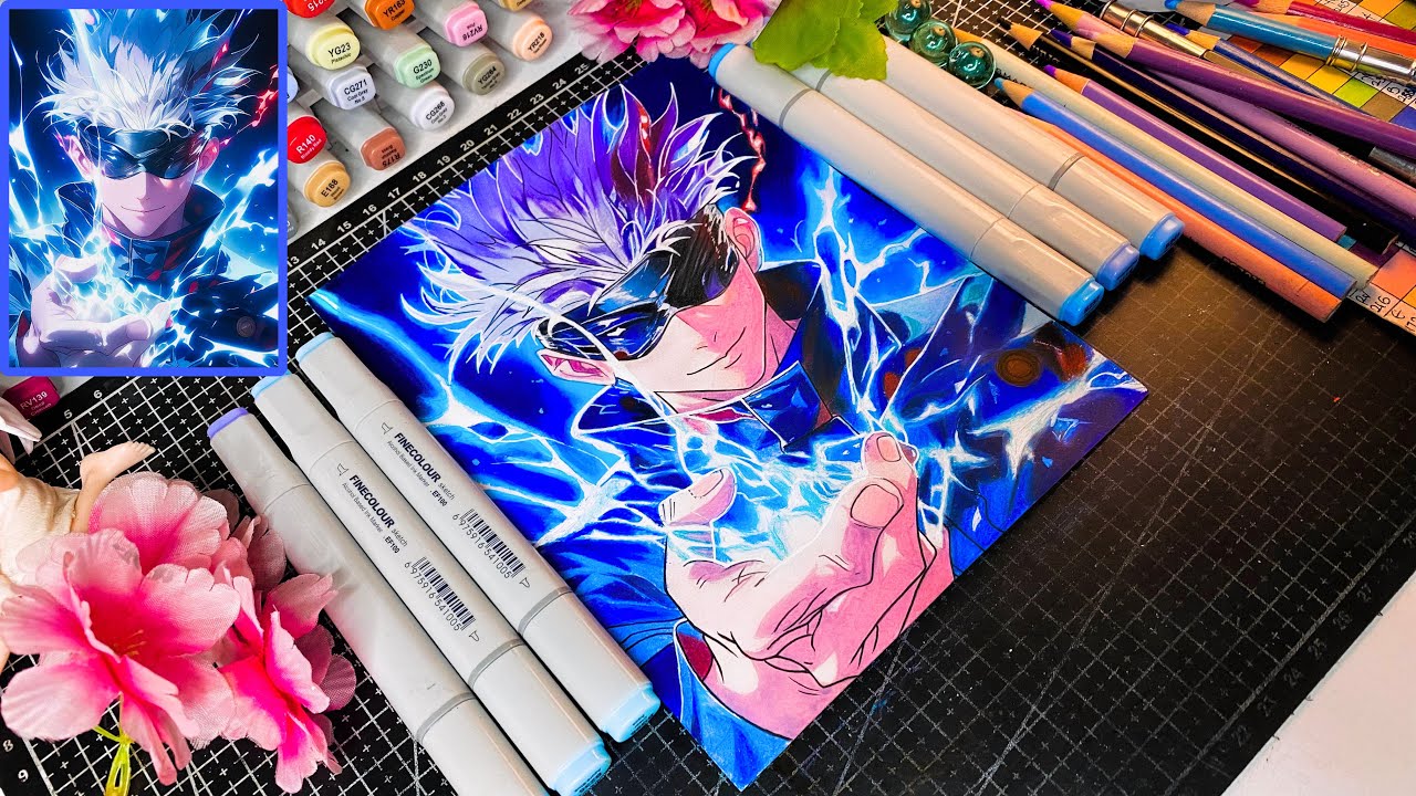 Gojo Satoru Speed drawing // Anime character drawing | Jujutsu kaisen ...