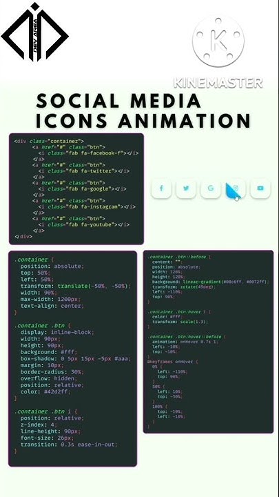 Social Media Icons Animation | HTML CSS JS Totorial | Dev Area #shorts - YouTube
