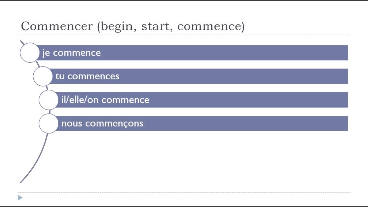 เรียนภาษาฝรั่งเศส = Commencer # Indicatif Présent - YouTube