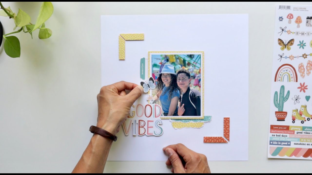 Double Page Scrapbook Layout Tutorial 2024 | Simple Stories Boho Sunshine - YouTube