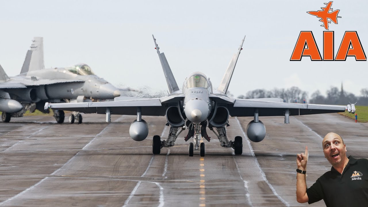 Four Finnish Air force F18 Taxi Head on at RAF Waddington - Cobra ...