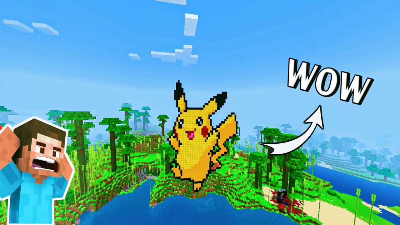 Pikachu in Minecraft FIRST Time 🤔| GIANT Pokemon Build - YouTube