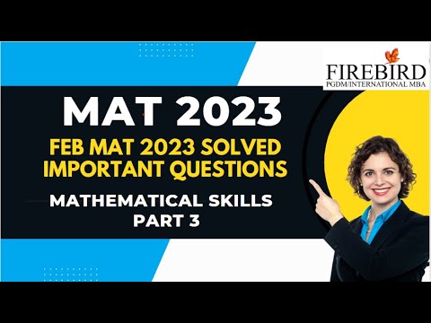 MAT 2023 | MATHEMATICAL SKILLS | Solved Important Questions | Part 3 ...