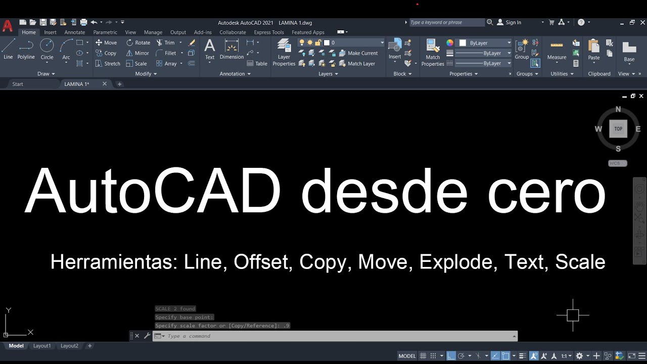 AutoCAD desde cero. Herramientas: Line, Offset, Copy, Move, Explode ...