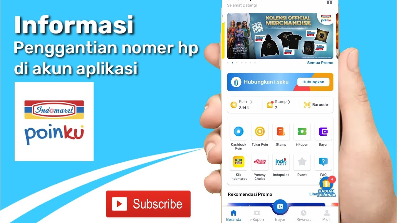 Informasi penggantian nomer hp aplikasi POINKU INDOMARET - YouTube