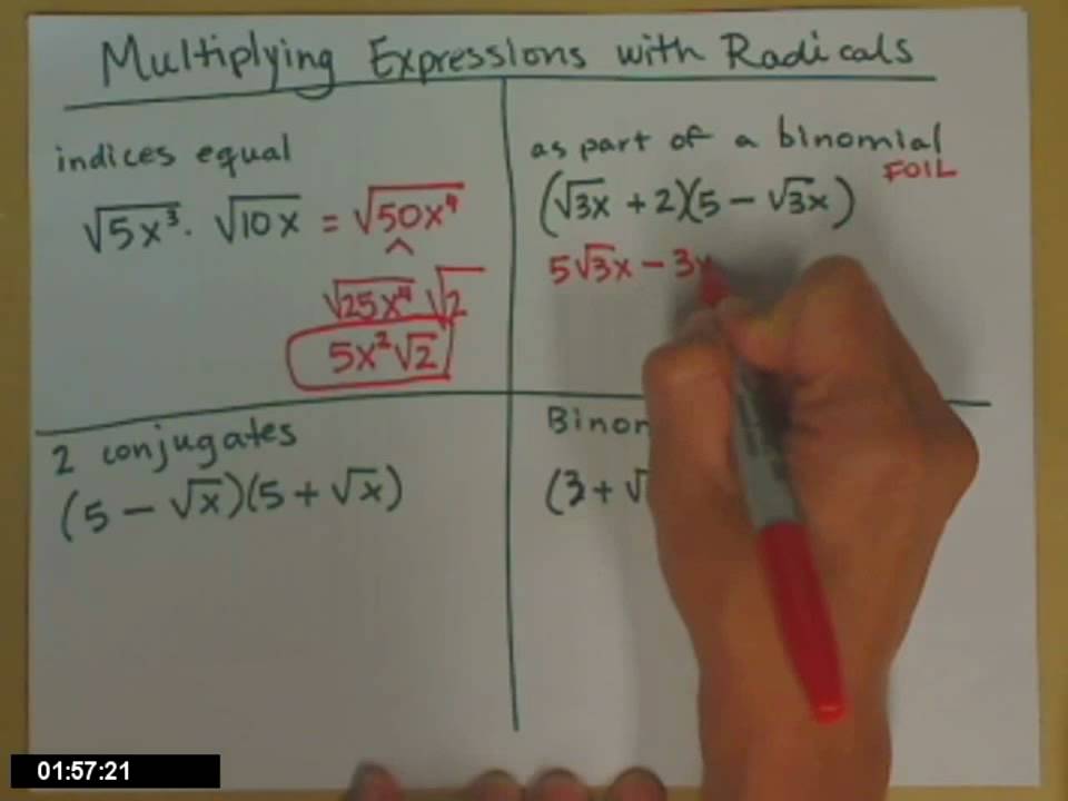 multiplying expressions with radicals - YouTube