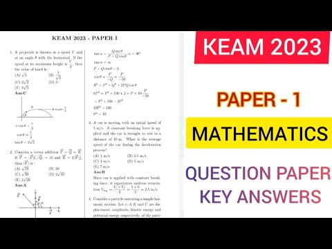 KEAM 2023 MATHEMATICS QUESTION PAPER KEY SOLUTIONS # KERALA BOARD - YouTube