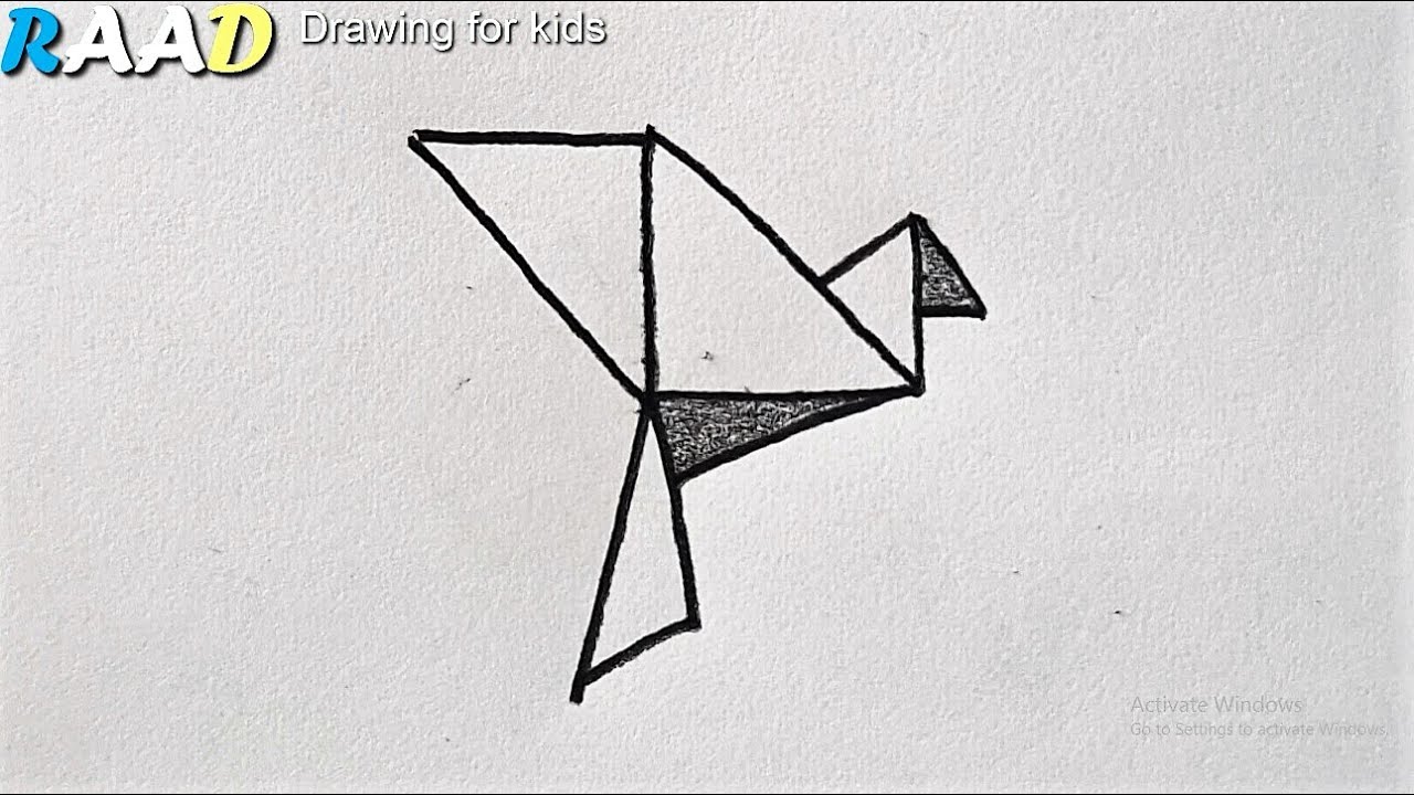 Origami bird Drawing | Bkash Logo bird Drawing | Paper Bird Art - YouTube