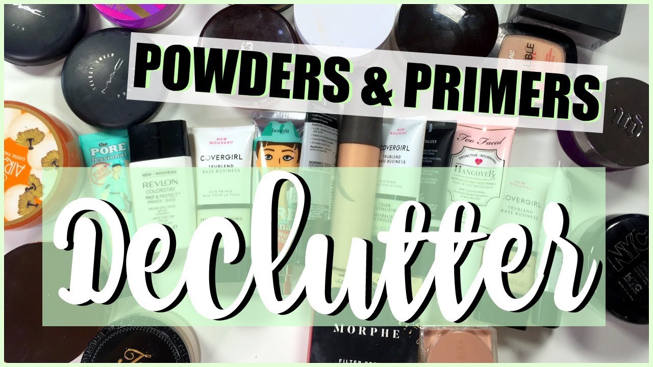 MAKEUP COLLECTION DECLUTTER | POWDERS & PRIMERS - YouTube