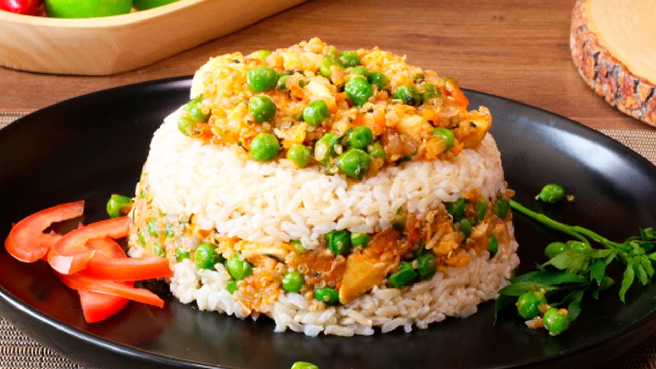 Como preparar arroz tapado de arveja verde y pechuga de pollo| A ...