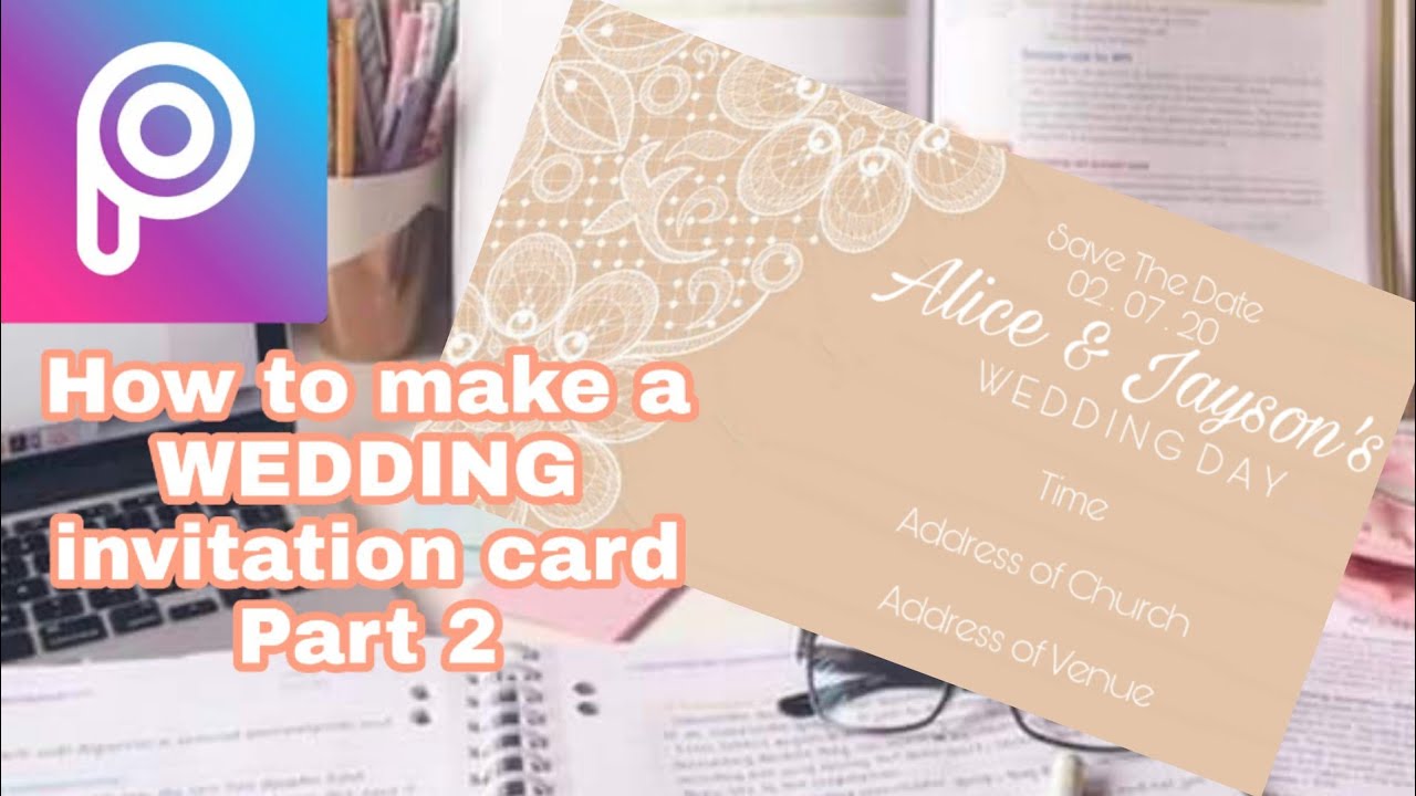 How to make a WEDDING invitation card | Picsart - YouTube
