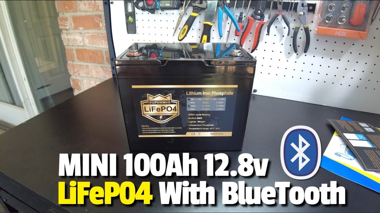 PUPVWMHB 12V 100Ah MINI LiFePO4 Lithium Battery w/Bluetooth - YouTube