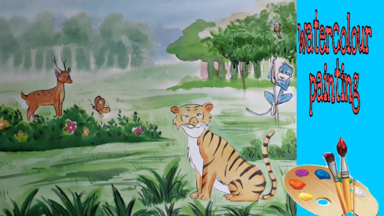 How to draw a composition painting||watercolor painting|| story ...