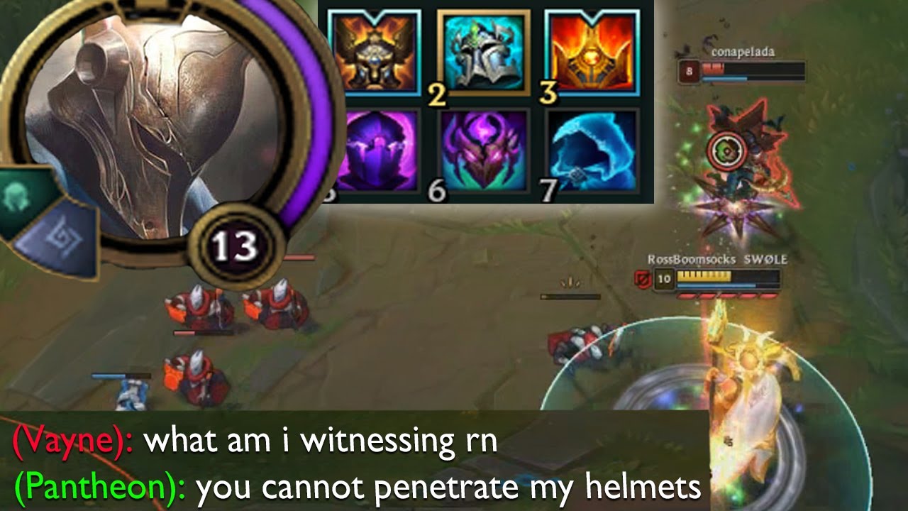 Pantheon but he builds 6 helmets because RIOT wont let him remove his ...