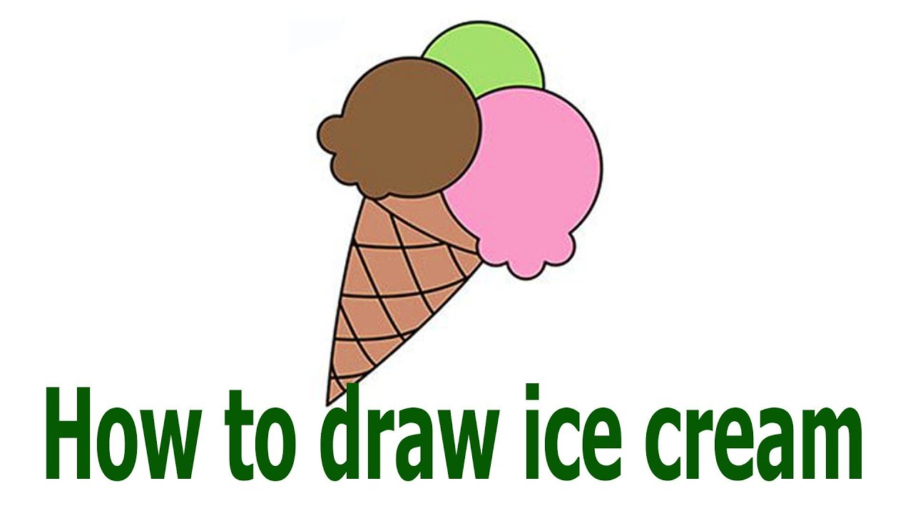 How to draw ice cream, we draw three ice cream balls - YouTube