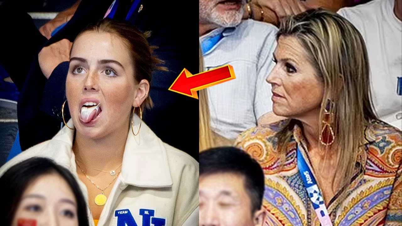 Queen Máxima glares at daughter chewing gum during Olympic swimming ...