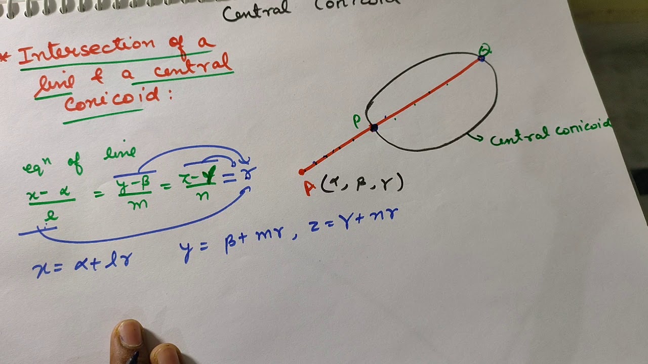 Lec. :4 The central conicoid // intersection of line and conicoid ...