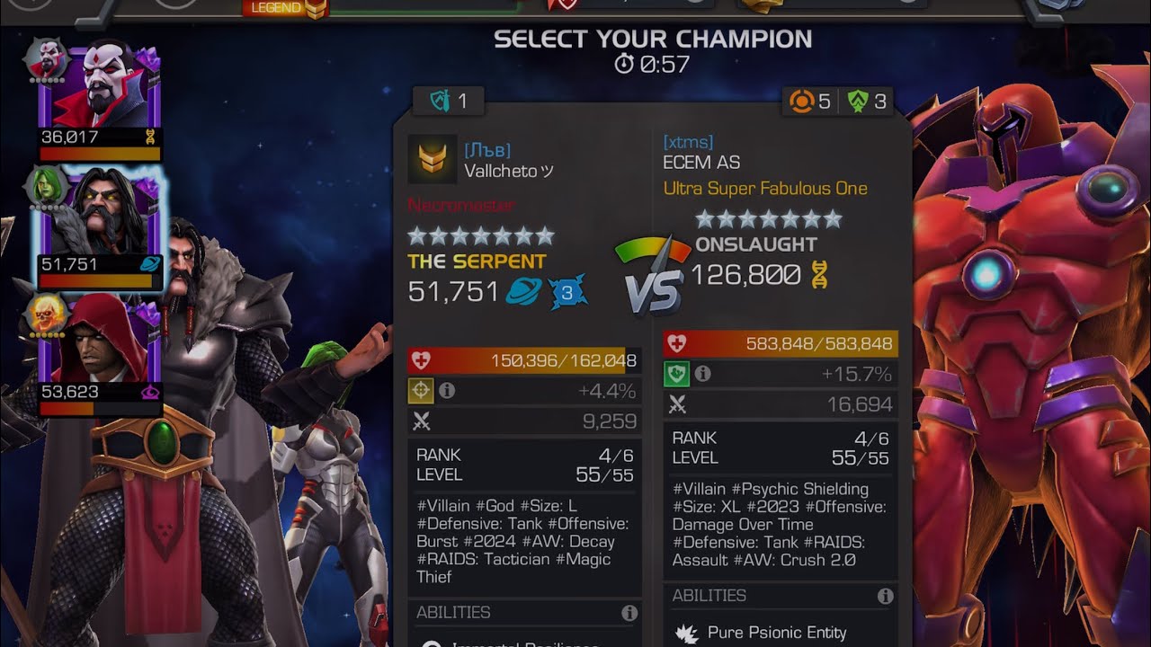 Mcoc WAR | The Serpent vs Onslaught | Node 47 - YouTube
