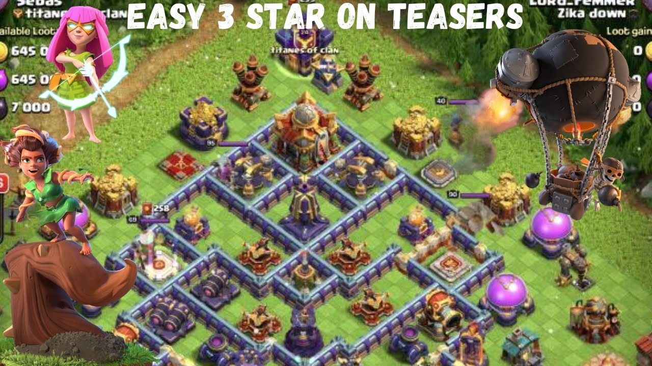 HOW TO 3 STAR TH16 TEASER BASES | ROOT RIDER ROCKET BALLOON SARCH SMASH ...