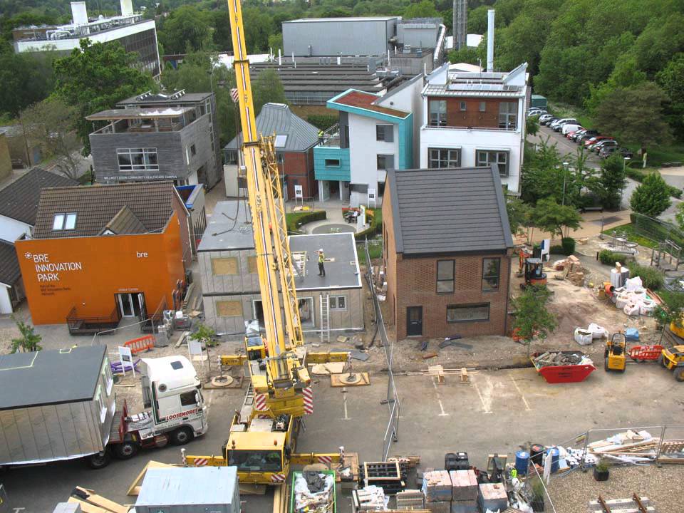 The build of the Üserhuus at BRE, seen from our structures lab roof ...