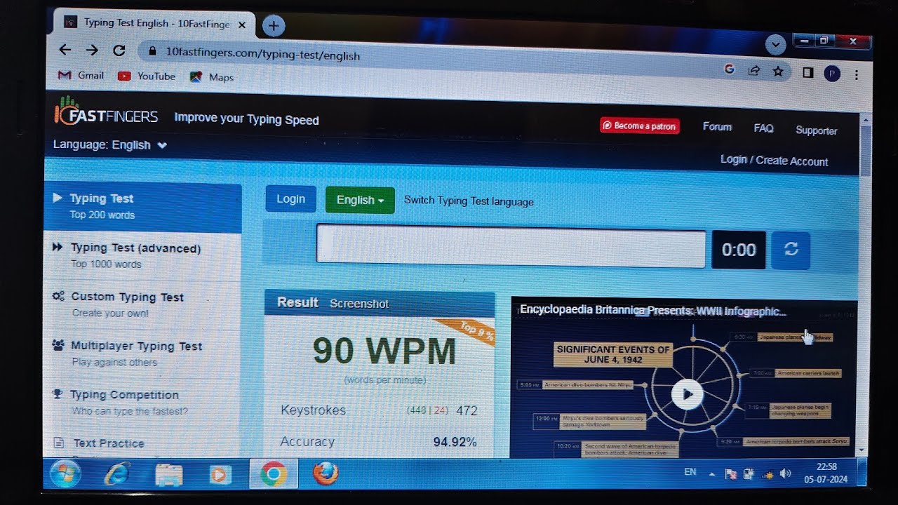 90wpm English typing speed| Target 100+wpm typing speed|10fast finger|# ...