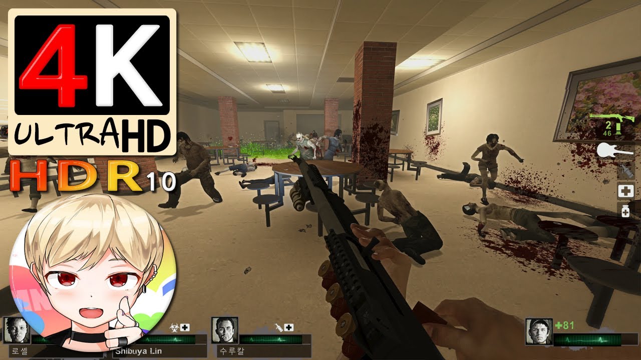 [레포데 2] 좀비 고등학교에서의 탈출! (Left 4 Dead 2 : Dead High School) [4K HDR10 ...