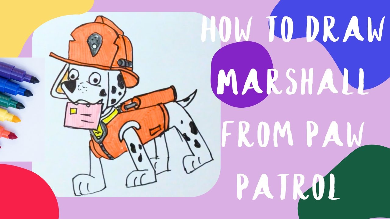 How to Draw Marshall from PAW Patrol The Movie - YouTube