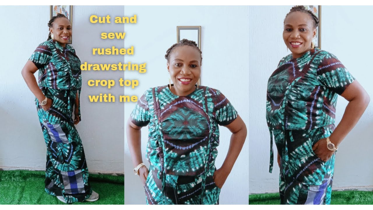 Cutting and Sewing of Rushed Drawstring Crop Top/Beginner friendly/Diy ...
