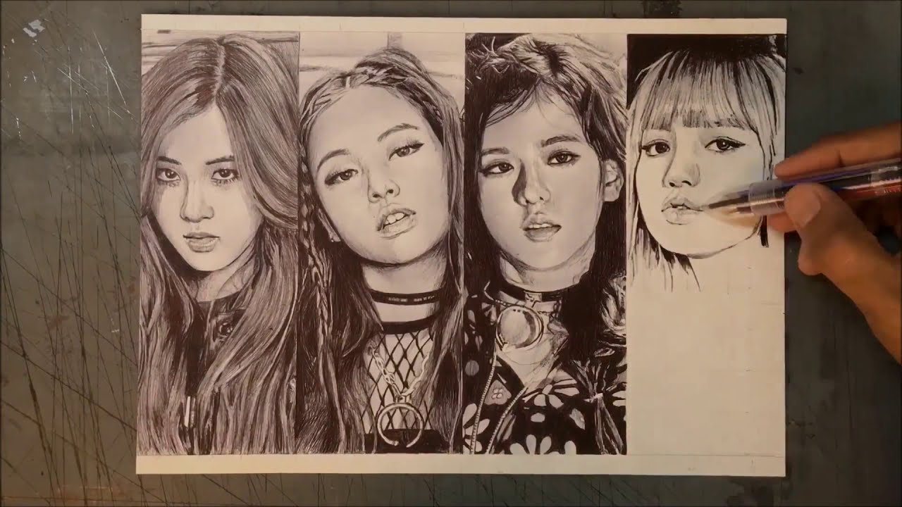 Drawing Blackpink: Ballpointpen on paper - hyperrealistic art - YouTube