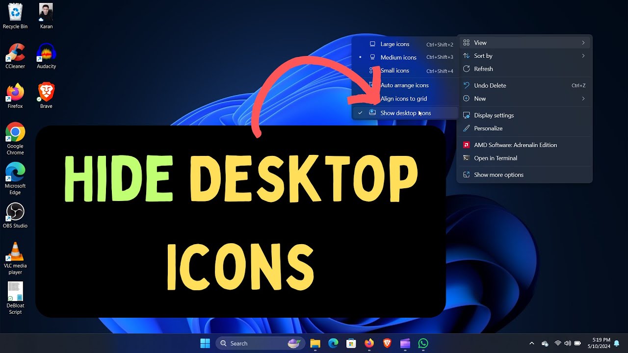 How to Hide Desktop Icons Windows 11 - YouTube