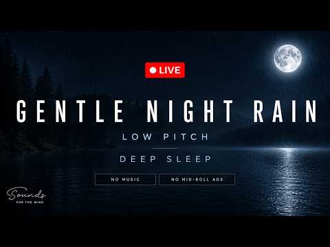 LIVE Low Pitch Gentle Night Rain Sounds For Deep Sleep | No Music, No Mid-Roll Ads.