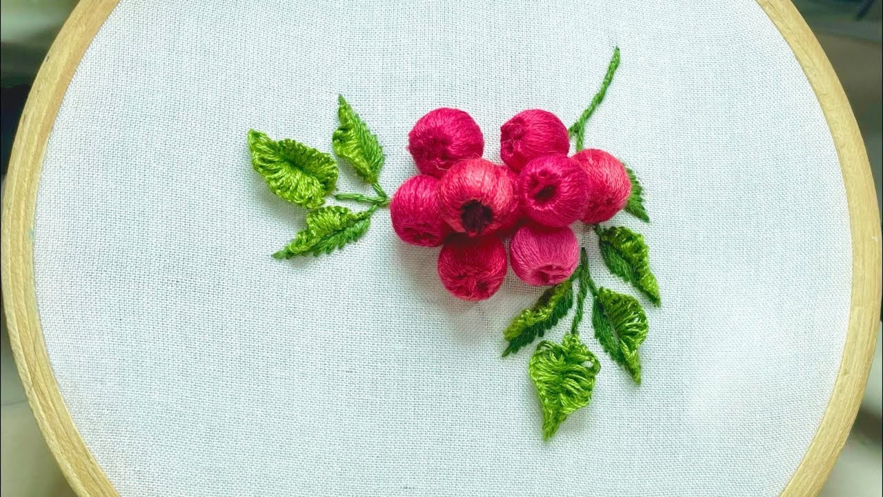 Wonderful Red Berry Plant Embroidery 🍒 | Hand Embroidery Tricks - YouTube