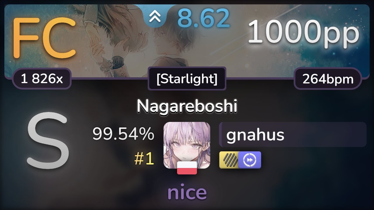 gnahus | Amatsuki - Nagareboshi [Starlight] +HDDT 99.54% FC #1 | 1000pp ...