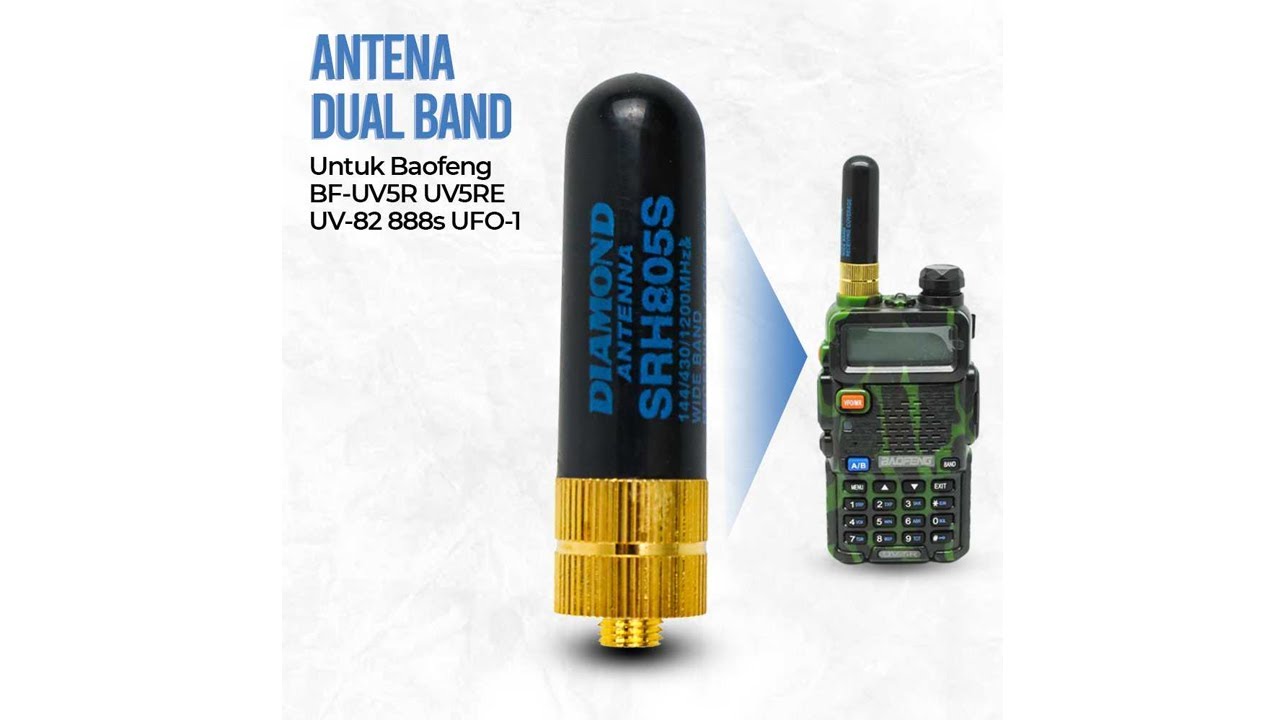 Taffware Antena Dual Band for BF-UV5R UV5RE UV-82 888s UFO-1 - BFTH0BBK - YouTube