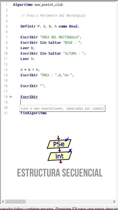 🟡 PSeInt : Hacer un algoritmo que muestre el área y perímetro de un pentágono en pseint. - YouTube