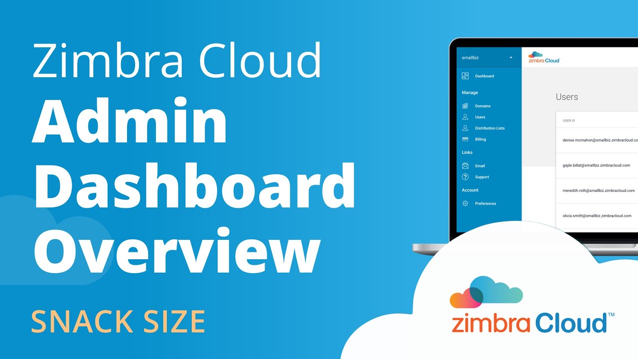 Zimbra Cloud™ Admin Dashboard Overview Demo - YouTube