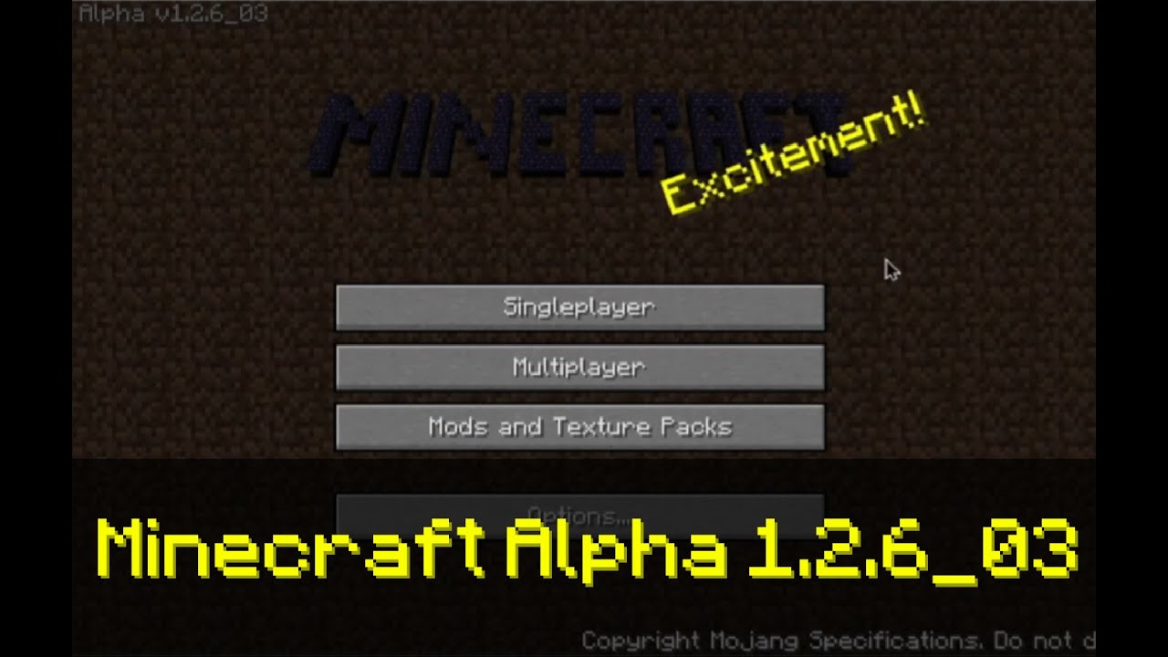 Minecraft Alpha 1.2.6_03 - YouTube