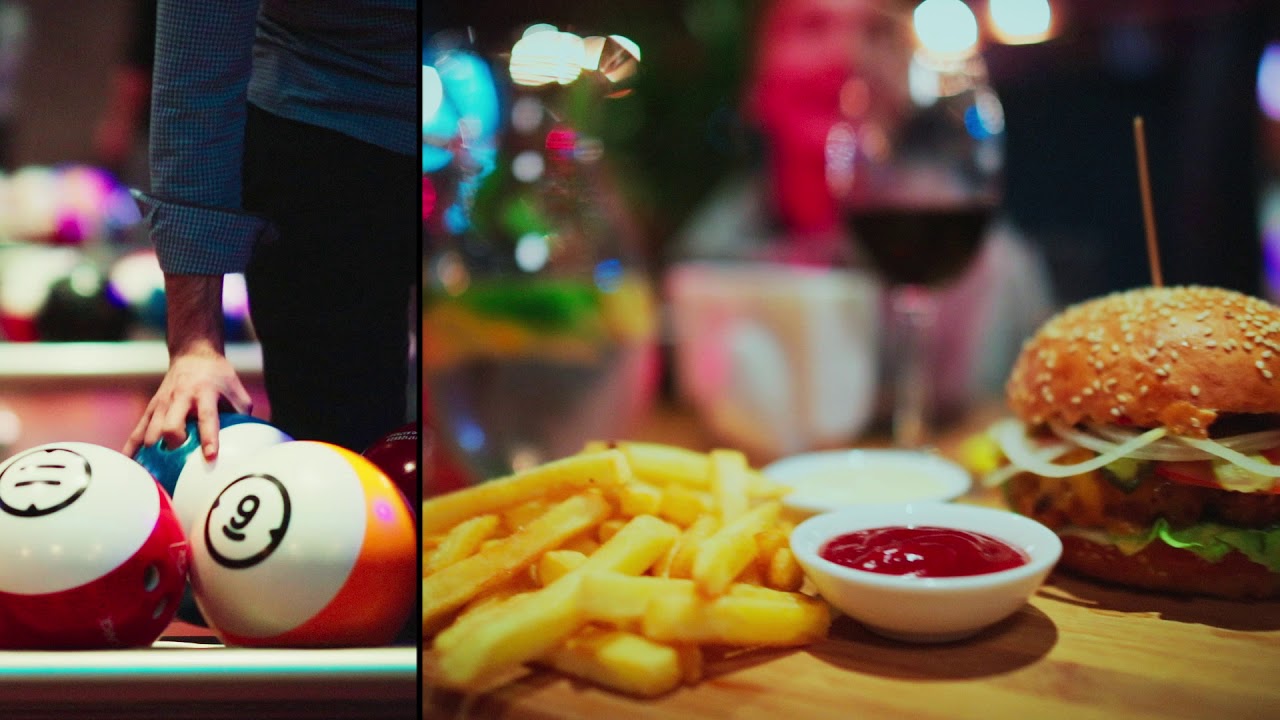 Ballroom food, drinks & bowling - YouTube