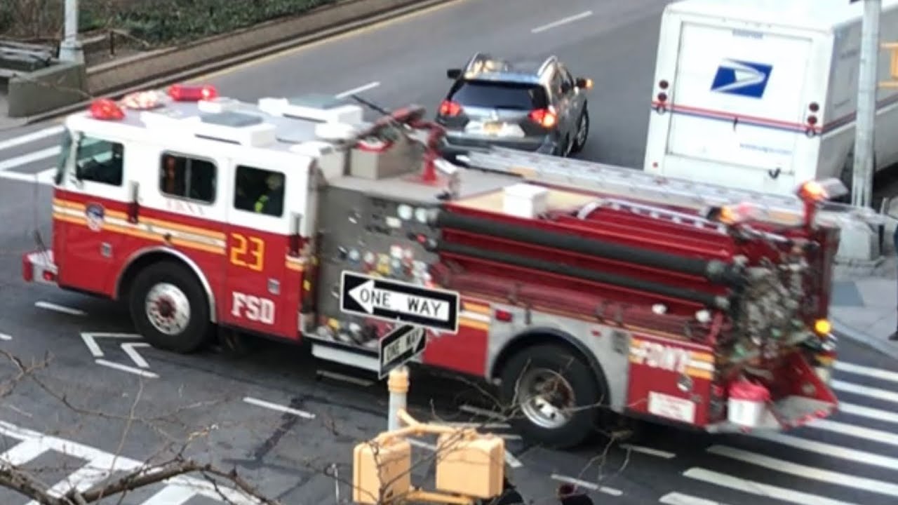 FDNY ENGINE 23 & FDNY LADDER 25 RESPONDING ON WEST 77TH STREET ON WEST ...