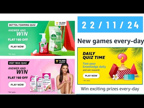 Amazon Quiz Answers Today 22 November 2024 | Amazon Quiz 22 November ...